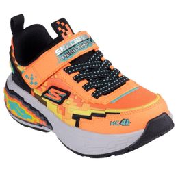 Sneaker Skechers "MEGA-CRAFT 4K", Kinder, Gr. 27, orange (orange, schwarz), Lederimitat, Textil, kontrastfarbene Details, Schuhe, Klettschuh im coolen Pixel-Look, Größenschablone zum Download