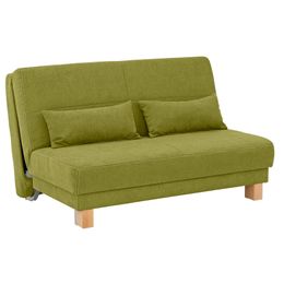 Schlafsofa Home Affaire "Gina", gr&uuml;n, B:140cm H:86cm T:95cm, Chenille (100% Polyester), Sofas, Schlafsofa, vom Sofa zum Bett mit einem Handgriff, in 4 Breiten, Nierenkissen