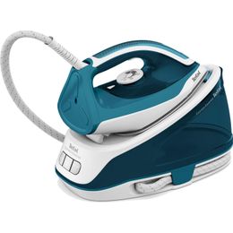 Tefal Dampfbügelstation "Express Essential, 2200 W, Xpress Glide Bügelsohle, Calc Clear", blau (weiß, türkis), Dampfbügelstationen, 5,2 Bar, Dampfstoß: 280 g/Min., Dauerdampfmenge: 120 g/Min., SV6115