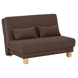 Schlafsofa Home Affaire "Gina", braun, B:120cm H:86cm T:95cm, Chenille (100% Polyester), Sofas, Schlafsofa, vom Sofa zum Bett mit einem Handgriff, in 4 Breiten, Nierenkissen