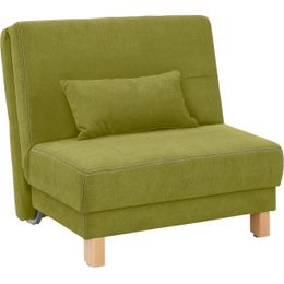 Schlafsofa Home Affaire "Gina", gr&uuml;n, B:80cm H:86cm T:95cm, Chenille (100% Polyester), Sofas, Schlafsofa, vom Sofa zum Bett mit einem Handgriff, in 4 Breiten, Nierenkissen