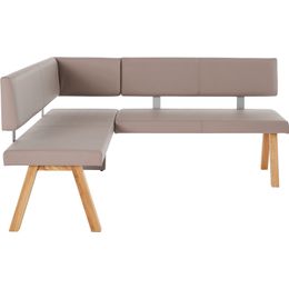 Eckbank Home Affaire "Rio", grau (taupe), B:210cm H:89cm T:140cm, Sitzbänke, Massivholz in Eiche geölt