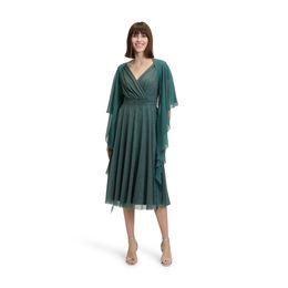 Multifunktionstuch Vera Mont "Vera Mont Chiffonstola mit Volant", Damen, Gr. M, grün (schwarz emerald), Chiffon, Polyester, festlich, Modetücher Stola, Nahtführung