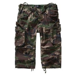 Stoffhose Brandit "Brandit Herren Industry Vintage Cargo 3/4 Shorts", Herren, Gr. M, US-Größen, grün (woodland), 100% Baumwolle, unifarben, normal, Hosen