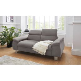 COTTA Polstergarnitur »Komaris«, (Set), Set: bestehend aus 2-Sitzer und Hocker, Kopfteilverstellung grau darkgrey