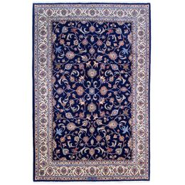 morgenland Wollteppich »Golpayegan Durchgemustert Blu 316 x 218 cm«, rechteckig, 10 mm Höhe, Unikat mit Zertifikat blau