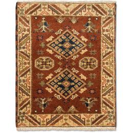 morgenland Wollteppich »Kazak Teppich handgeknüpft braun«, rechteckig, 8 mm Höhe braun