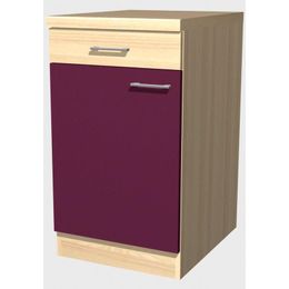 Flex-Well Unterschrank &raquo;Portland&laquo; (B x H x T) 50 x 86 x 60 cm Aubergine / Akazie Akazie