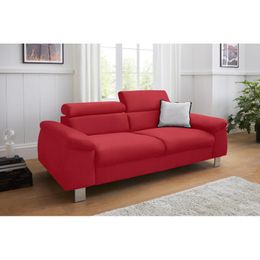 COTTA Polstergarnitur »Komaris«, (Set), Set: bestehend aus 3-Sitzer und Hocker, inklusive Kopfteilverstellung rot red
