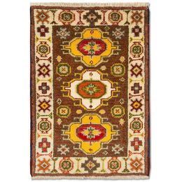 morgenland Wollteppich »Kazak Teppich handgeknüpft braun«, rechteckig, 8 mm Höhe braun