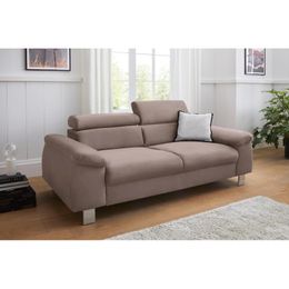 COTTA Polstergarnitur »Komaris«, (Set), Set: bestehend aus 3-Sitzer und Hocker, inklusive Kopfteilverstellung braun mud