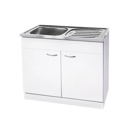 Wiho-K&uuml;chen WIHO K&Uuml;CHEN Sp&uuml;lenschrank &raquo;Kiel&laquo; 100 cm breit mit Auflagesp&uuml;le Front und Korpus: wei&szlig;