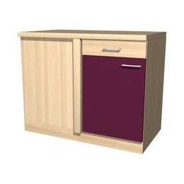 Flex-Well Eckunterschrank &raquo;Portland&laquo; (B x H x T) 110 x 86 x 60 cm Aubergine / Akazie Akazie