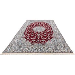 morgenland Wollteppich »Nain 6la Medaillon Rosso 320 x 193 cm«, rechteckig, 6 mm Höhe, Unikat mit Zertifikat rot