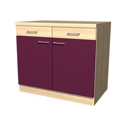 Flex-Well Unterschrank »Portland« (B x H x T) 100 x 86 x 60 cm, für viel Stauraum Aubergine / Akazie
