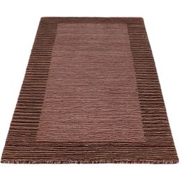 morgenland Wollteppich »Gabbeh - Loribaft Softy - 140 x 74 cm - braun«, rechteckig, 12 mm Höhe, Wohnzimmer, Einzelstück braun