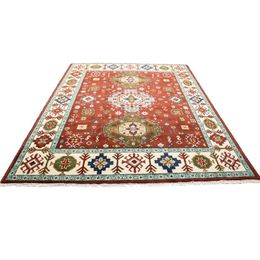 morgenland Wollteppich »Kazak Teppich handgeknüpft rot«, rechteckig, 18 mm Höhe rot