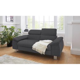 COTTA Polstergarnitur »Komaris«, (Set), Set: bestehend aus 2-Sitzer und Hocker, Kopfteilverstellung grau grey
