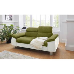 COTTA Polstergarnitur »Komaris«, (Set), Set: bestehend aus 2-Sitzer und Hocker, Kopfteilverstellung grün creme/green