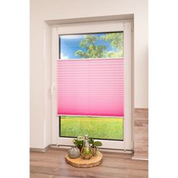 K-home Plissee &raquo;Klemmfix Pisa&laquo; Lichtschutz ohne Bohren verspannt Crushed-Optik pink Obermaterial: 100% Polyester 130 cm