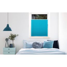 mydeco Plissee »Free« Lichtschutz ohne Bohren verspannt blau + weiß Obermaterial: 100% Polyester 210 cm