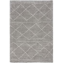 FLAIR RUGS Hochflor-Teppich »Kush Berber« rechteckig 30 mm Höhe geometrisches Muster, im Boho Look grau Obermaterial: 100% Polypropylen B : 160 cm...