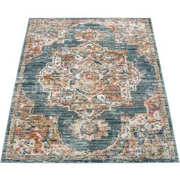 Paco Home Teppich &raquo;Herbete 734&laquo; rechteckig 8 mm H&ouml;he Kurzflor, Orient-Optik, Vintage Design t&uuml;rkis Obermaterial: 90% Polypropylen, 10% Polyester B...
