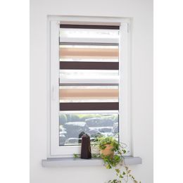 Liedeco Doppelrollo &raquo;dreifarbig&laquo; Lichtschutz ohne Bohren braun/beige Obermaterial: 100% Polyester 160 cm