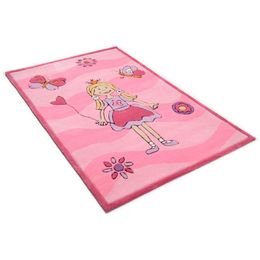 Theko Kinderteppich »Maui 3035« rechteckig 14 mm Höhe Kurzflor, Motiv Prinzessin, Kinderzimmer rosé Obermaterial: 100% Polyacryl B : 100 cm 1 Stk.