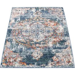 Paco Home Teppich &raquo;Herbete 733&laquo; rechteckig 8 mm H&ouml;he Kurzflor, Orient-Optik, Vintage Design blau Obermaterial: 90% Polypropylen, 10% Polyester B :...