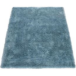 Paco Home Hochflor-Teppich »Akumal 930« rechteckig 60 mm Höhe Shaggy, besonders weich durch Softgarn, Uni-Farben türkis Obermaterial: 100%...