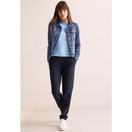 Kurzblazer Cecil, Damen, Gr. M (40), blau (mid blau wash), Web, 97% Baumwolle, 3% Elasthan, unifarben, casual, gerade normal, V-Ausschnitt, Langarm Bündchen, Blazer, mit Brusttasche