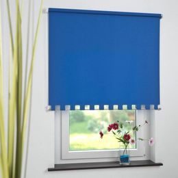 Liedeco Seitenzugrollo Lichtschutz mit Bohren Volantrollo - eckiger Volant, Fixma&szlig; blau Obermaterial: 100% Polyester 180 cm