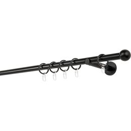 mydeco Gardinenstange »20mm Ball Wandträger 12 cm« 1 läufig-läufig Fixmaß schwarz B/L: 200 cm