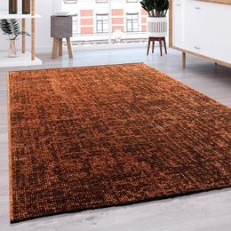 Paco Home Teppich »Melbourne 690« rechteckig 4 mm Höhe Flachgewebe, modernes Design, ideal im Wohnzimmer & Schlafzimmer orange Obermaterial: 100%...