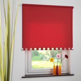 Liedeco Seitenzugrollo Lichtschutz mit Bohren Volantrollo - eckiger Volant, Fixma&szlig; rot Obermaterial: 100% Polyester 180 cm