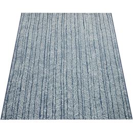 Paco Home Teppich &raquo;Ostende 542&laquo; rechteckig 4 mm H&ouml;he Flachgewebe, modernes Design, In- und Outdoor geeignet, Wohnzimmer blau Obermaterial: 100%...