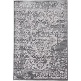 CarpetFine Teppich &raquo;Select&laquo; rechteckig 8 mm H&ouml;he Vintage Look, Wohnzimmer grau Obermaterial: 70% Polyester, 30% Polypropylen B : 120 cm 1 Stk.