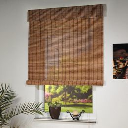 Liedeco Seitenzugrollo leicht perforiert mit Bohren braun Obermaterial: 100% Holz 170 cm