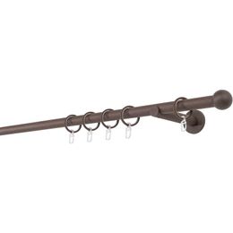 mydeco Gardinenstange »20mm Ball Wandträger 12 cm« 1 läufig-läufig Fixmaß braun B/L: 100 cm