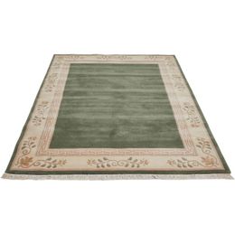 LUXOR living Wollteppich &raquo;Adour&laquo; rechteckig 18 mm H&ouml;he reine Wolle, handgekn&uuml;pft, mit Bord&uuml;re und Fransen, Wohnzimmer gr&uuml;n Obermaterial: 100%...