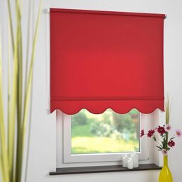 Liedeco Seitenzugrollo Lichtschutz mit Bohren Volantrollo - Volant Klassik, Fixma&szlig; rot Obermaterial: 100% Polyester 180 cm