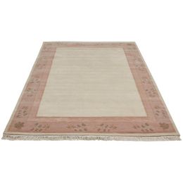 LUXOR living Wollteppich &raquo;Adour&laquo; rechteckig 18 mm H&ouml;he reine Wolle, handgekn&uuml;pft, mit Bord&uuml;re und Fransen, Wohnzimmer creme Obermaterial: 100%...