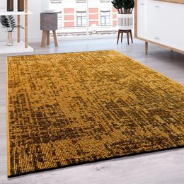 Paco Home Teppich »Melbourne 690« rechteckig 4 mm Höhe Flachgewebe, modernes Design, ideal im Wohnzimmer & Schlafzimmer gelb Obermaterial: 100%...