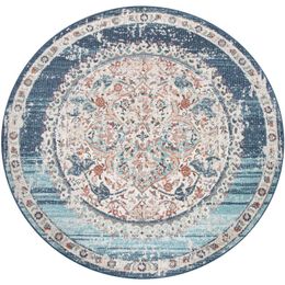 Paco Home Teppich »Torres 271« rund 8 mm Höhe Kurzflor, Orient-Optik, Vintage Design, In- und Outdoor geeignet blau Obermaterial: 100% Polypropylen...