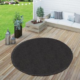 Paco Home Teppich &raquo;Timber 125&laquo; rund 4 mm H&ouml;he Flachgewebe, Sisal Optik, In- und Outdoor geeignet, Wohnzimmer schwarz Obermaterial: 100%...