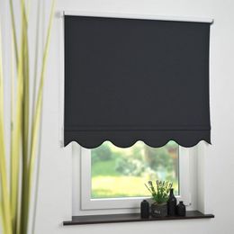 Liedeco Seitenzugrollo verdunkelnd energiesparend mit Bohren Volantrollo - Volant Klassik, Fixma&szlig; schwarz Obermaterial: 100% Polyester 180 cm