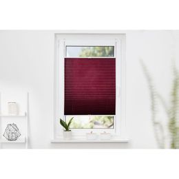 K-home Plissee »Klemmfix Pisa« Lichtschutz ohne Bohren verspannt Crushed-Optik bordeaux Obermaterial: 100% Polyester 210 cm