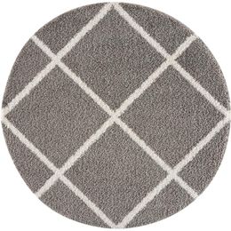 Sanat Hochflor-Teppich &raquo;Madrid&laquo; rund 30 mm H&ouml;he Wohnzimmer, Langflor, Shaggy Teppich hellgrau Obermaterial: 100% Polypropylen &Oslash; 150 cm 1 Stk.