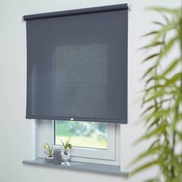 Liedeco Springrollo &raquo;Streifen&laquo; Lichtschutz Perlreflex-beschichtet ohne Bohren freih&auml;ngend Dekorrollo Hergestellt in Deutschland dunkelgrau...